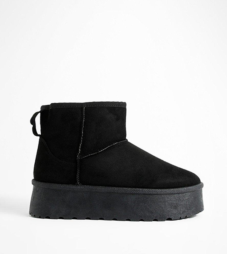 Buy Boohoo Mini Platform Cosy Boots In Black | 6thStreet Saudi Arabia