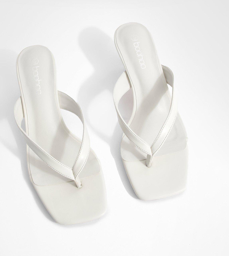 Buy Boohoo Low Heel Square Toe Post Heeled Mules In White | 6thStreet UAE