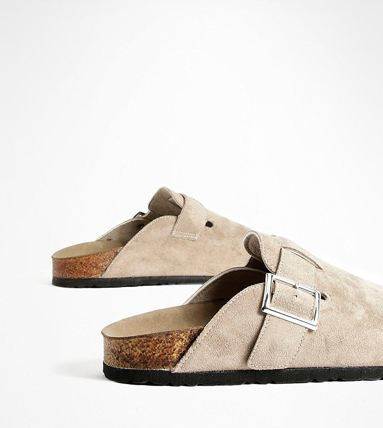 Buy Boohoo Oversized Buckle Closed Toe Clogs In Beige | 6thStreet UAE