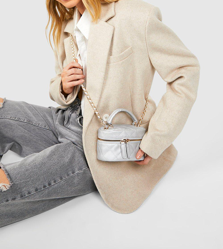 Buy Boohoo Quilted Vanity Crossbody Bag In Silver | 6thStreet UAE