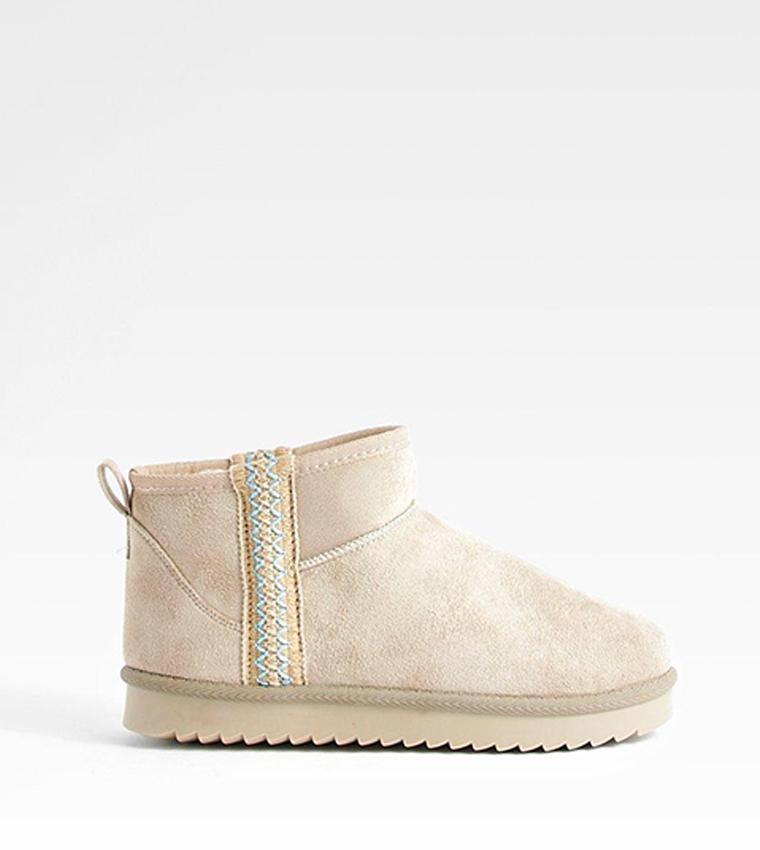 Buy Boohoo Embroidered Detail Ultra Mini Cosy Boots In Beige ...