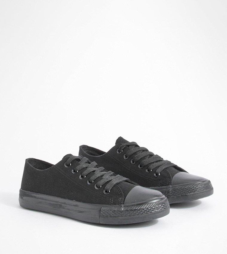 Buy Boohoo Low Top Lace Up Trainers In Black | 6thStreet Saudi Arabia