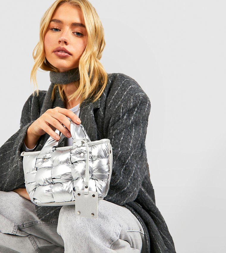 Buy Boohoo Quilted Grab Mini Bag In Silver | 6thStreet UAE