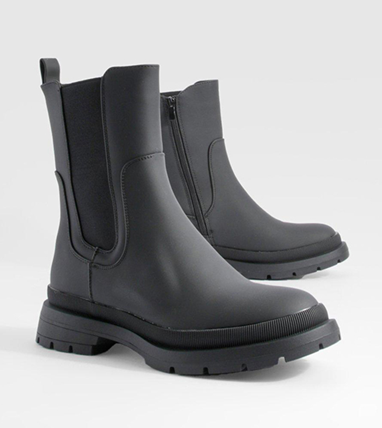Buy Boohoo Chunky Rubber Tab Detail Chelsea Boots In Black | 6thStreet ...