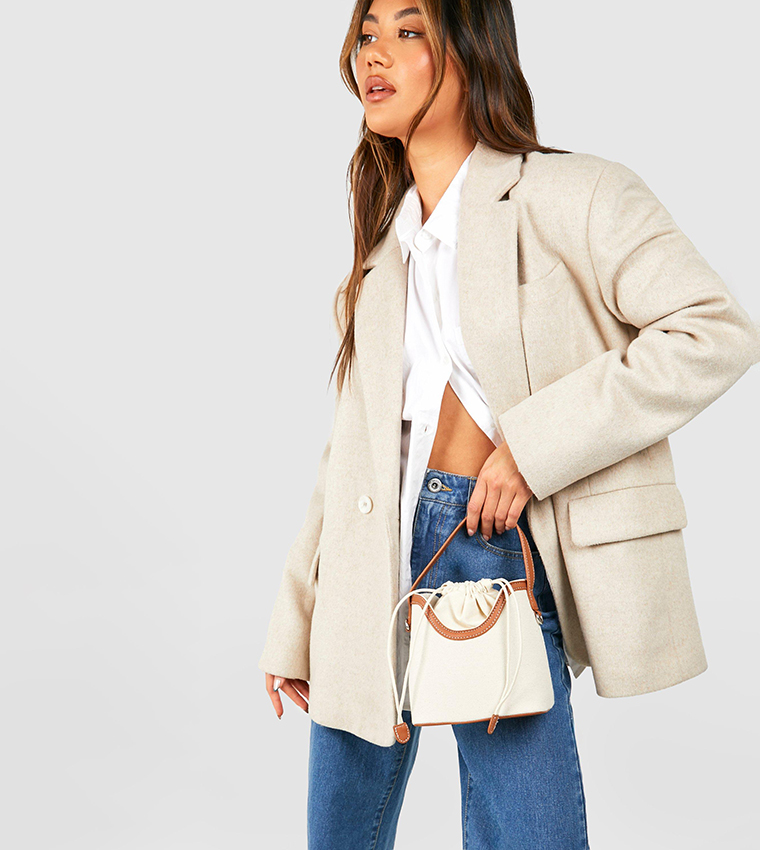 Buy Boohoo Contrast Canvas Detail Mini Bag In Brown | 6thStreet UAE
