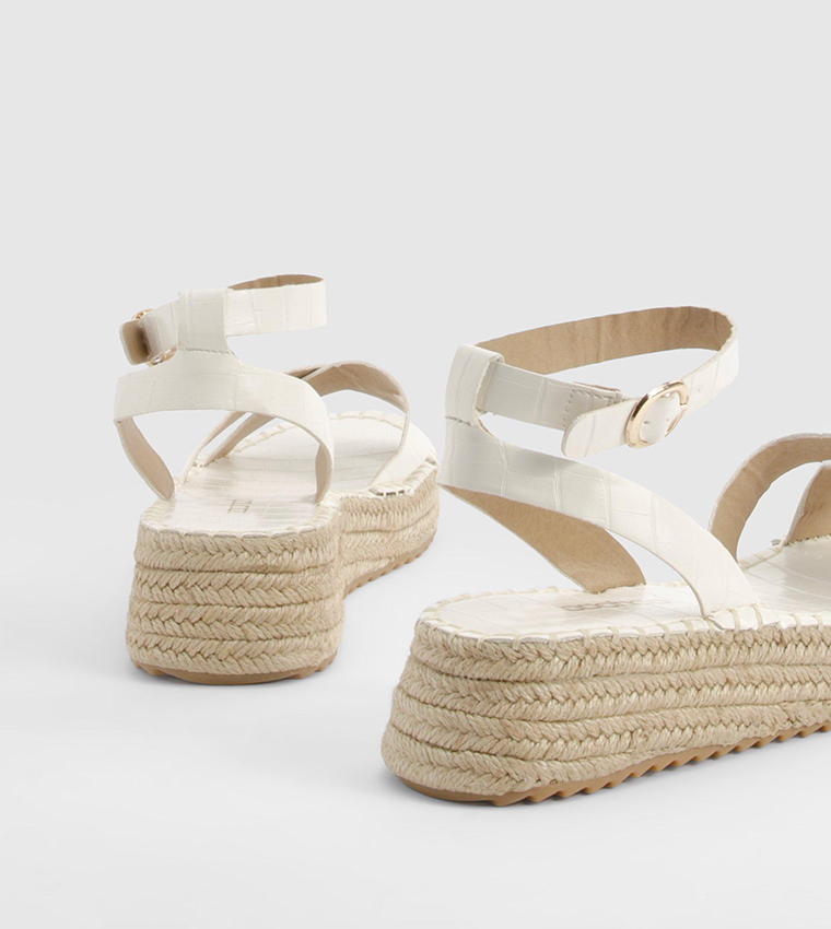Buy Boohoo Croc Crossover Flatform Sandals In White | 6thStreet UAE
