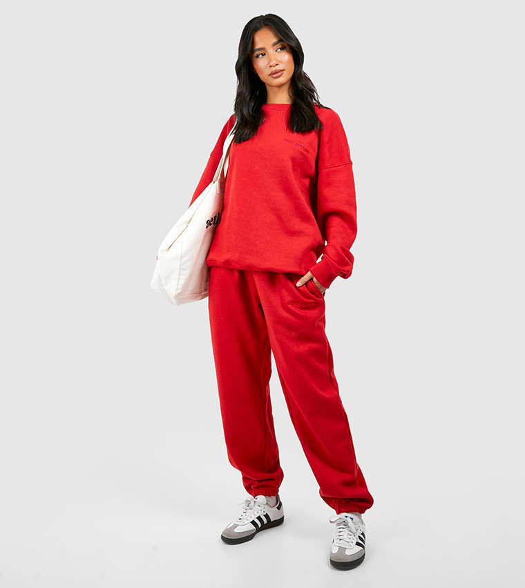 Buy Boohoo Petite Design Studio Tracksuit Set In Red | 6thStreet Bahrain