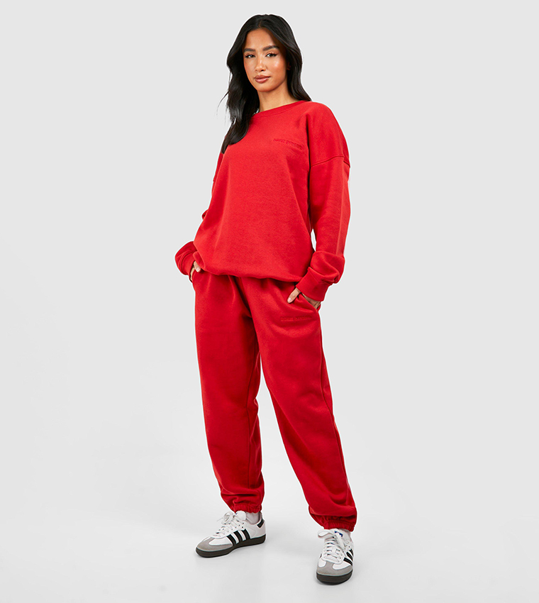 Buy Boohoo Petite Design Studio Tracksuit Set In Red | 6thStreet Bahrain