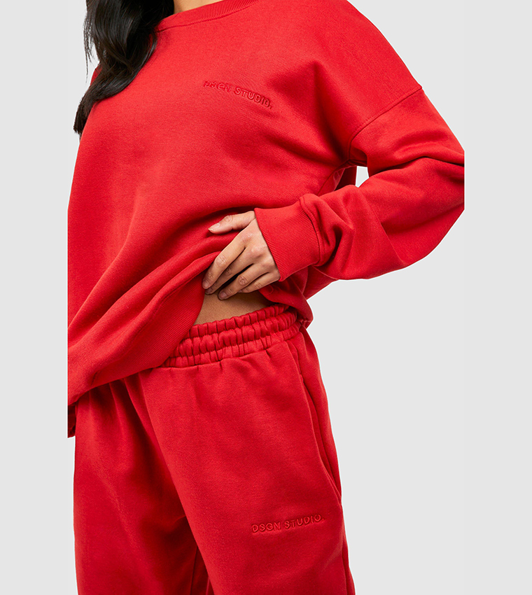 Buy Boohoo Petite Design Studio Tracksuit Set In Red | 6thStreet Bahrain