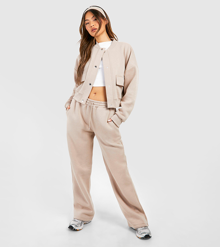 Buy Boohoo Boxy Pocket Detail Bomber Straight Fit Jogger Tracksuit In ...