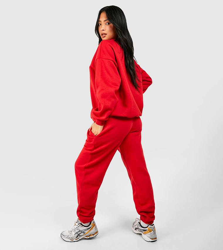 Buy Boohoo Petite New York Embroidered Tracksuit In Red | 6thStreet Qatar