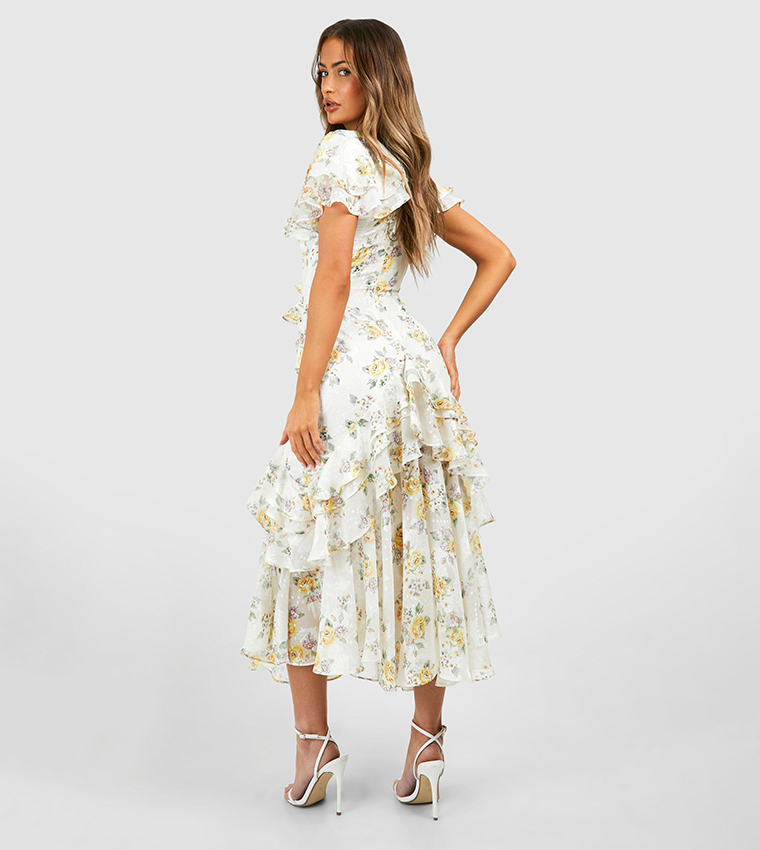 Buy Boohoo Floral Print Ruffle Maxi Dress In Multiple Colors ...