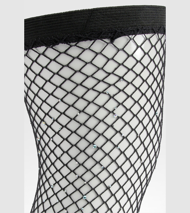 Buy Boohoo Embellished Fishnet Hold Ups Stockings In Black | 6thStreet ...