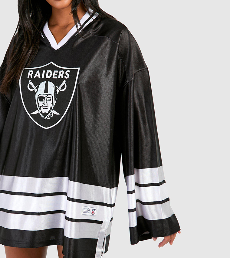 Buy Boohoo Nfl Raiders License Oversized Jersey Top In Black ...