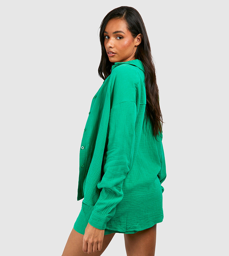 Buy Boohoo Tall Textured Beach Co Ord Set In Green | 6thStreet UAE