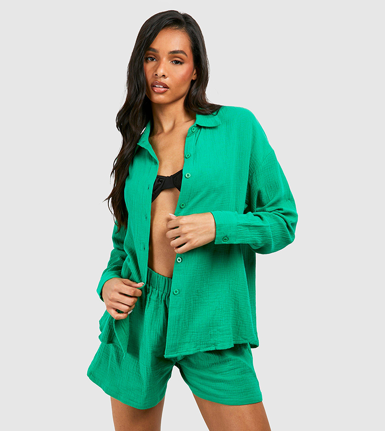 Buy Boohoo Tall Textured Beach Co Ord Set In Green | 6thStreet UAE