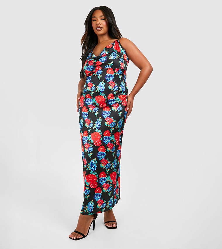 Buy Boohoo Floral Printed Satin Maxi Dress In Multiple Colors ...