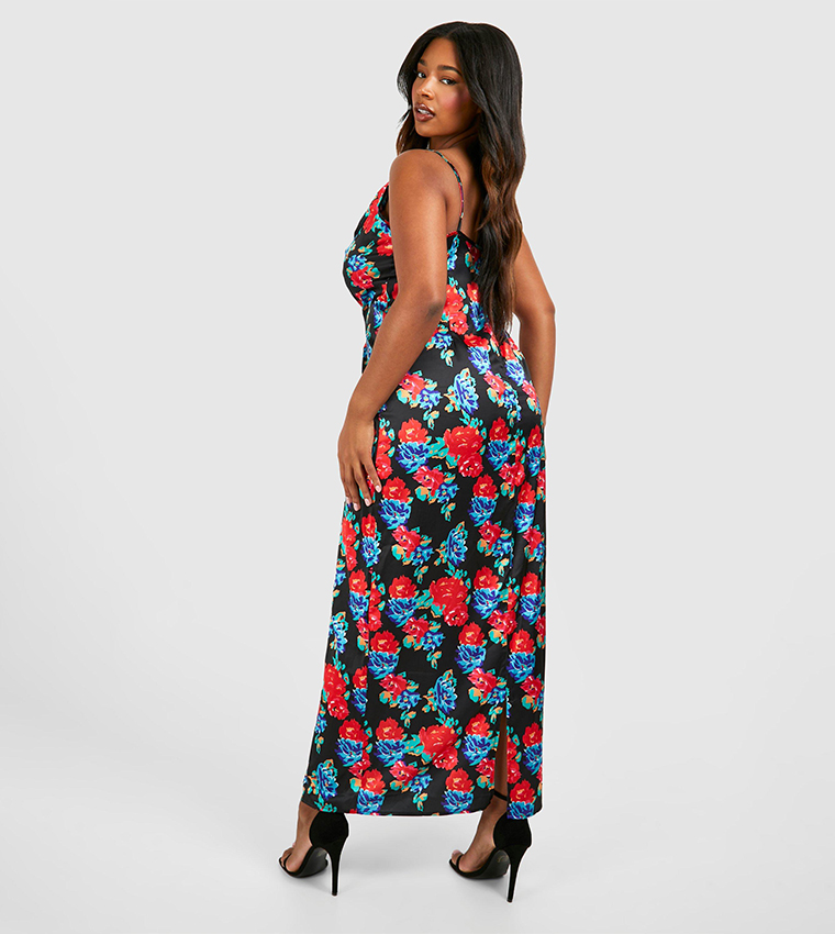 Buy Boohoo Floral Printed Satin Maxi Dress In Multiple Colors ...