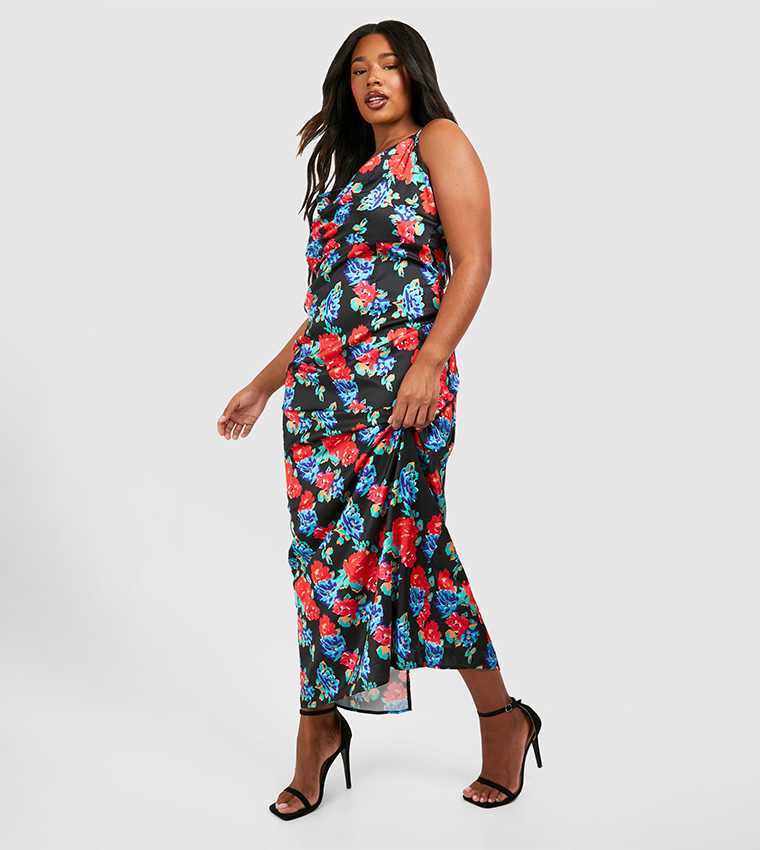 Buy Boohoo Floral Printed Satin Maxi Dress In Multiple Colors ...