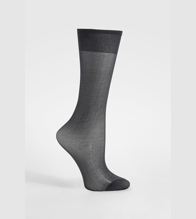 Buy Boohoo Sheer Detail Knee High Socks In Black | 6thStreet Kuwait