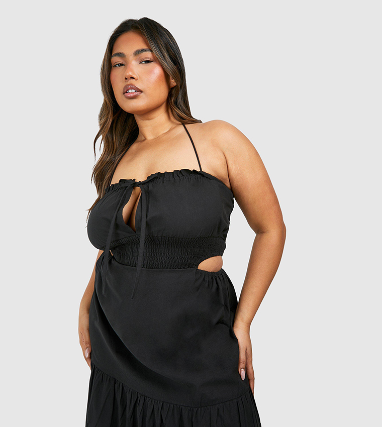 Buy Boohoo Curve Tiered Maxi Dress In Black | 6thStreet Bahrain