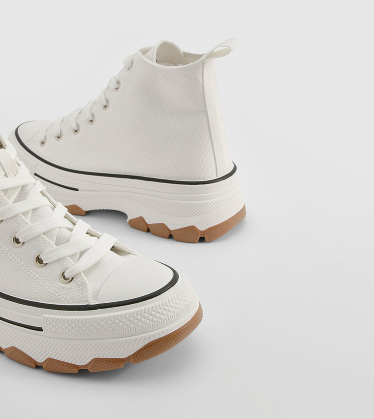 Buy Boohoo Chunky Platform High Top Sneakers In White | 6thStreet UAE