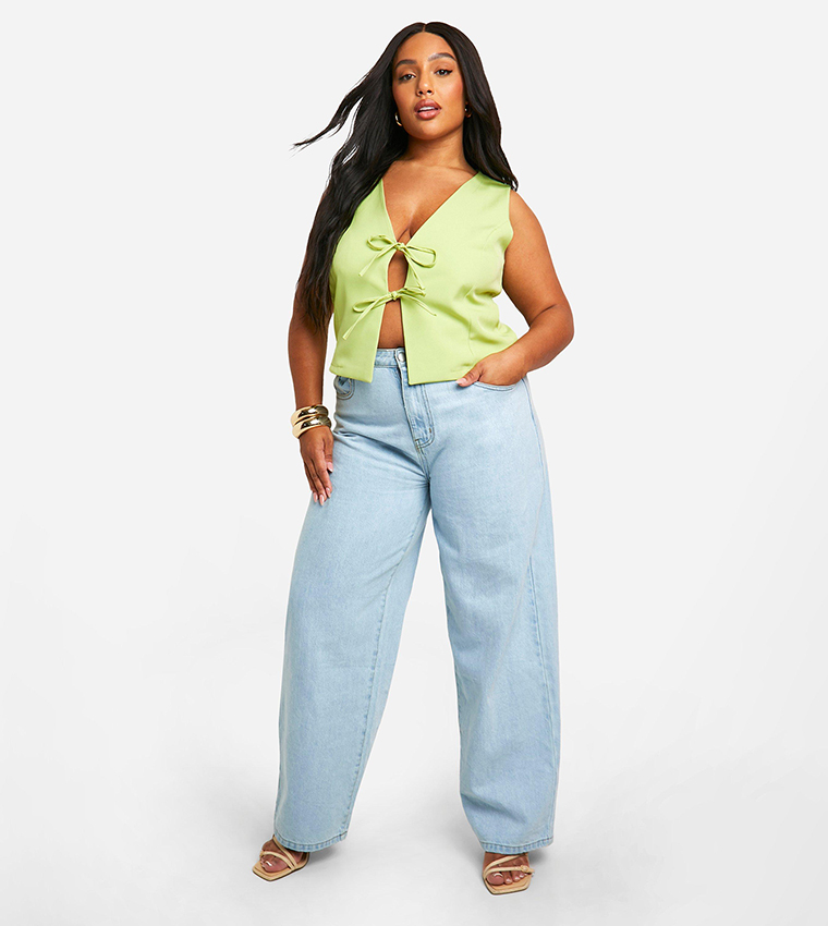 Buy Boohoo Curve Relaxed Fit Tie Front Waistcoat In Yellow | 6thStreet ...