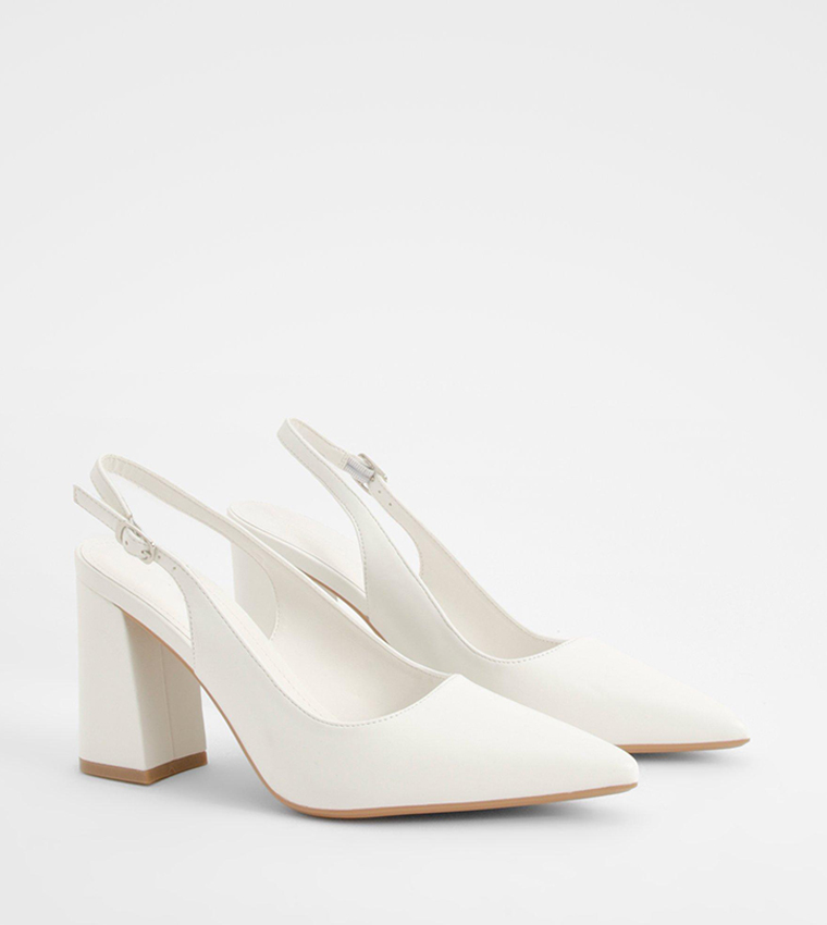 Buy Boohoo Block Heel Slingback Pumps In White | 6thStreet UAE