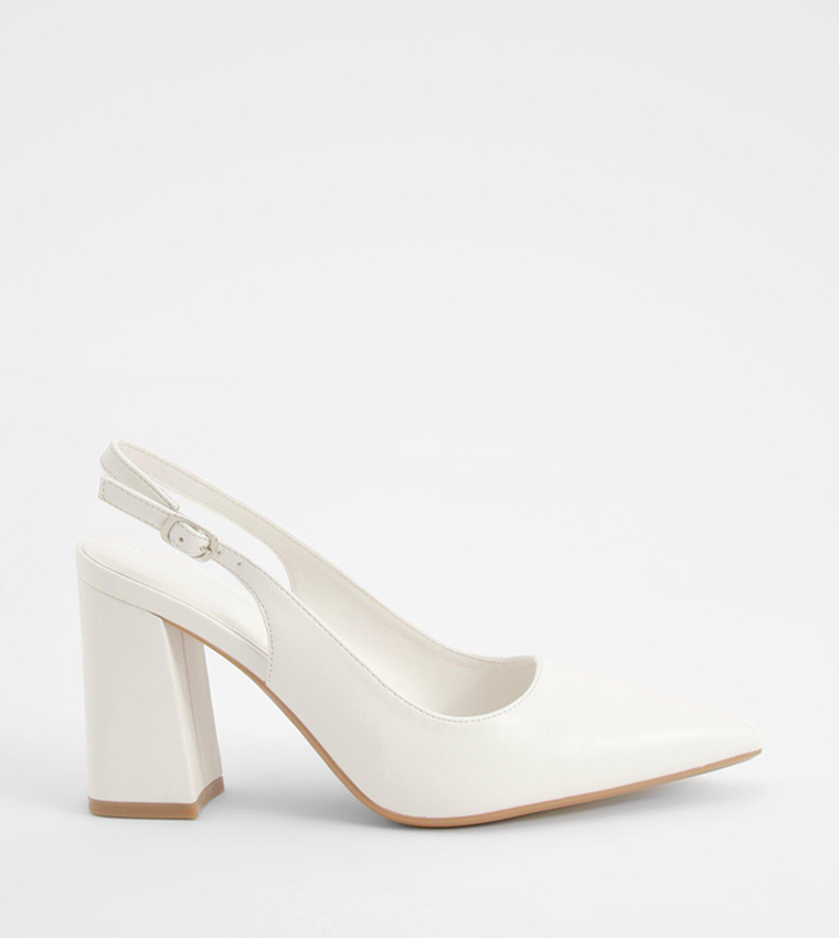 Buy Boohoo Block Heel Slingback Pumps In White | 6thStreet UAE