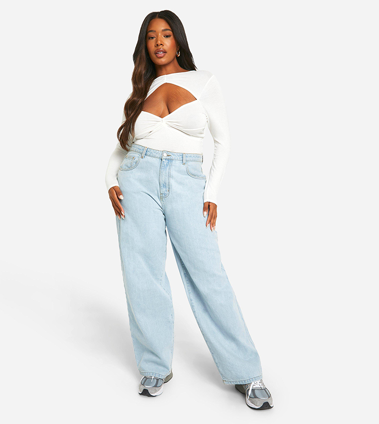 Buy Boohoo Curve Twist Front Keyhole Marl Top In White | 6thStreet UAE