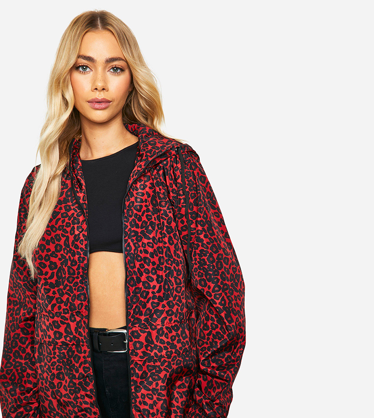 Buy Boohoo Leopard Printed Festival Mac In Red | 6thStreet Kuwait