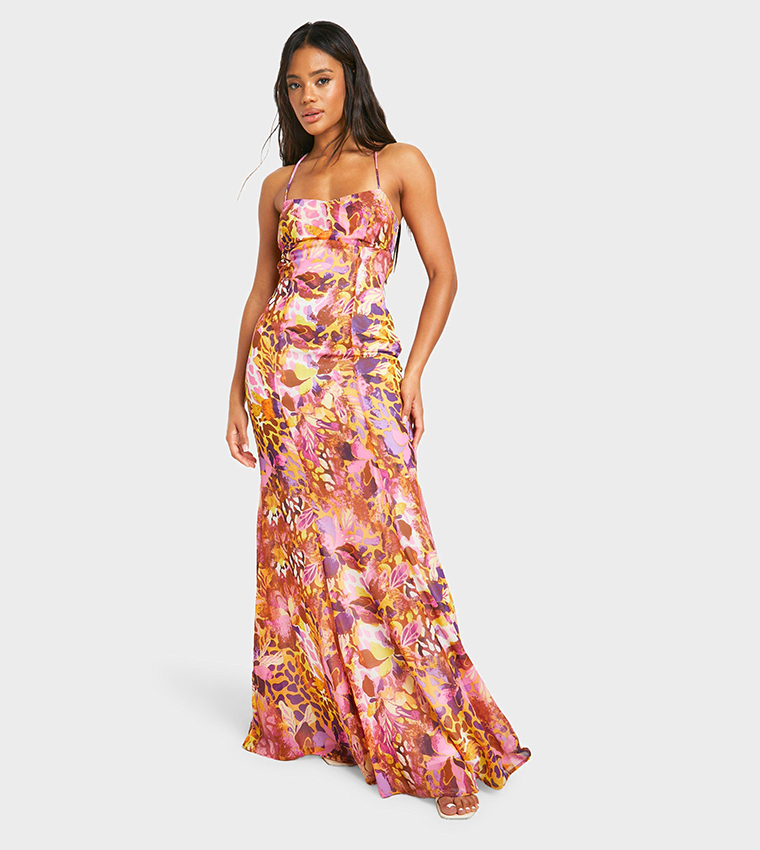 Buy Boohoo Printed Strappy Maxi Dress In Multiple Colors | 6thStreet UAE