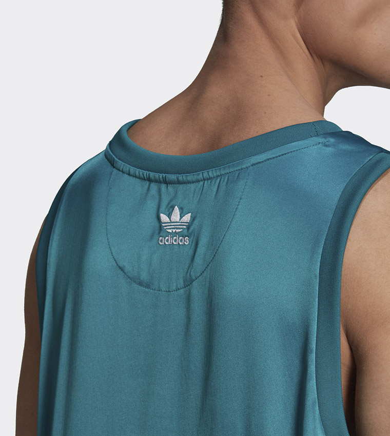 Buy Adidas Adicolor Trefoil 3 Stripes Satin Tank Top In Blue ...