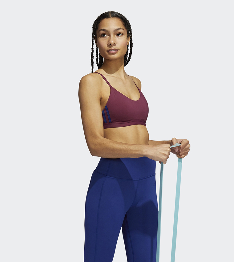 Buy Adidas All Me 3 Stripes Bra In Maroon | 6thStreet Qatar