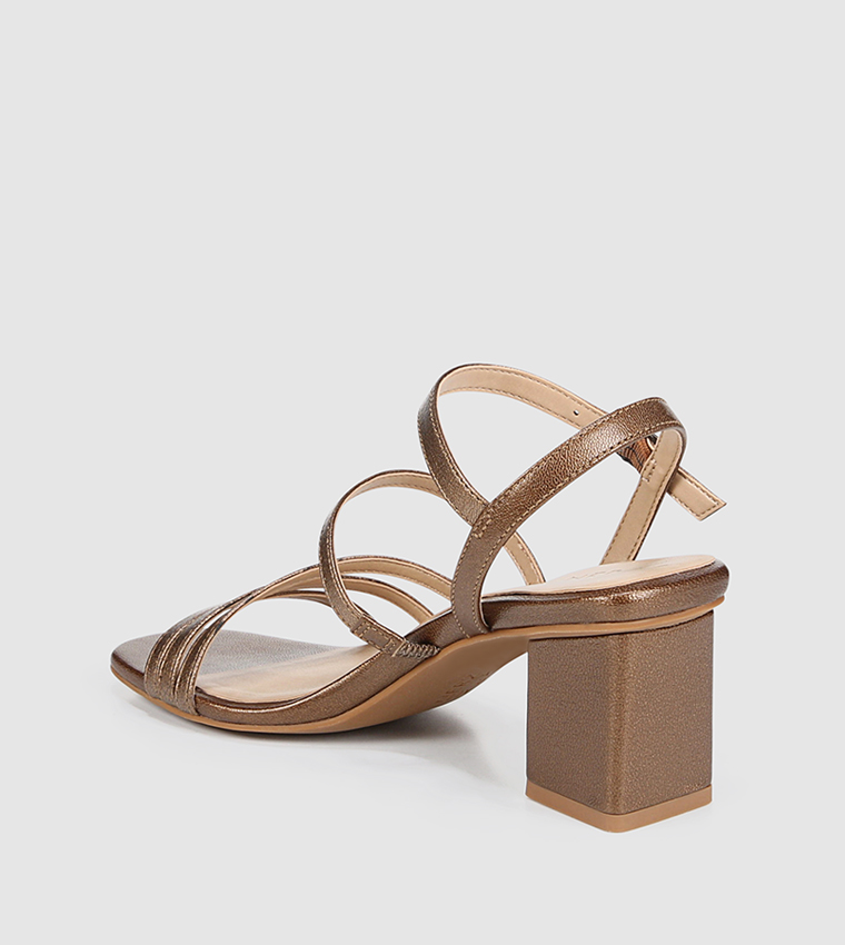 Buy Naturalizer NIKO Strappy Block Heel Sandals In Bronze | 6thStreet UAE