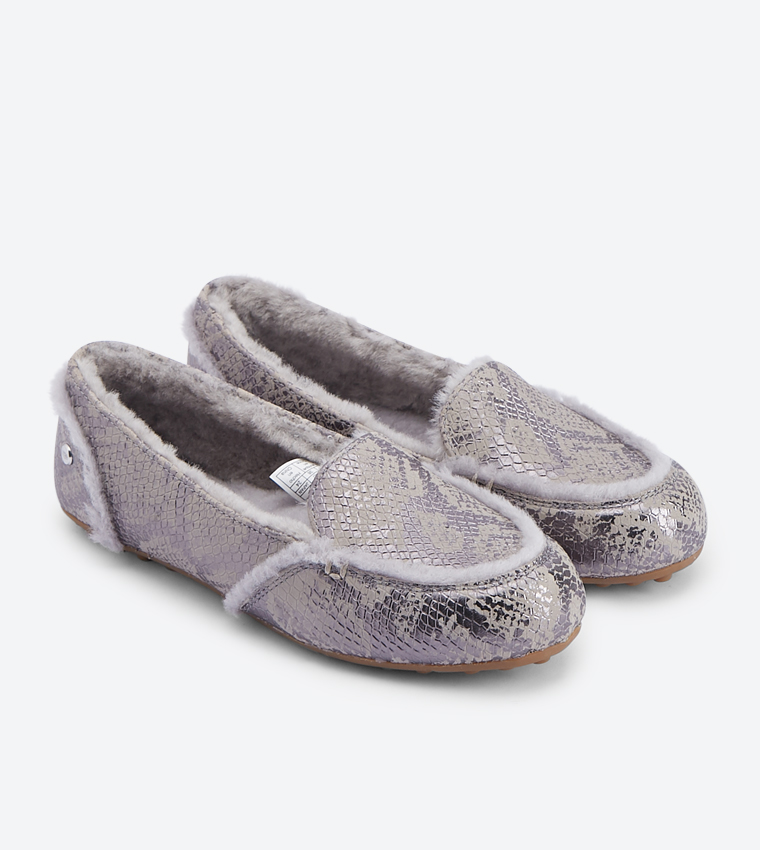 Buy Ugg Hailey Snake Embossed Loafers Silver HAILEY METC SNK In Silver | 6thStreet Saudi Arabia