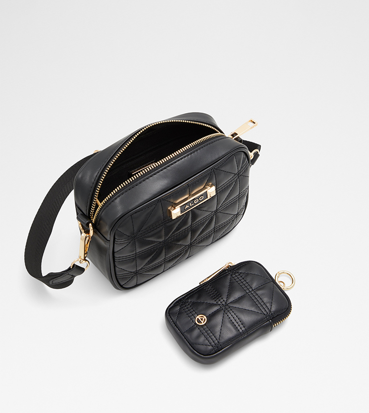 Buy Aldo Halaberyn Quilted Crossbody Bag With Pouch In Black ...