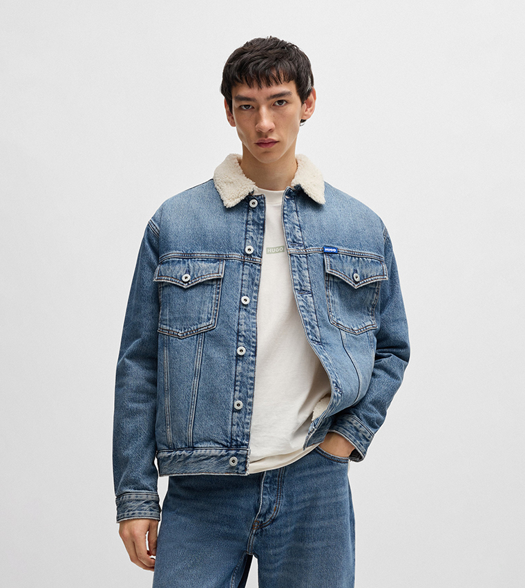 Buy HUGO Washed Long Sleeves Denim Jacket In Blue | 6thStreet UAE