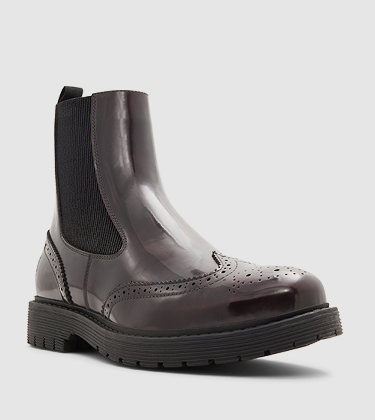 Buy Call It Spring HIGHLAND Mid Top Low Heel Chelsea Boots In Red ...