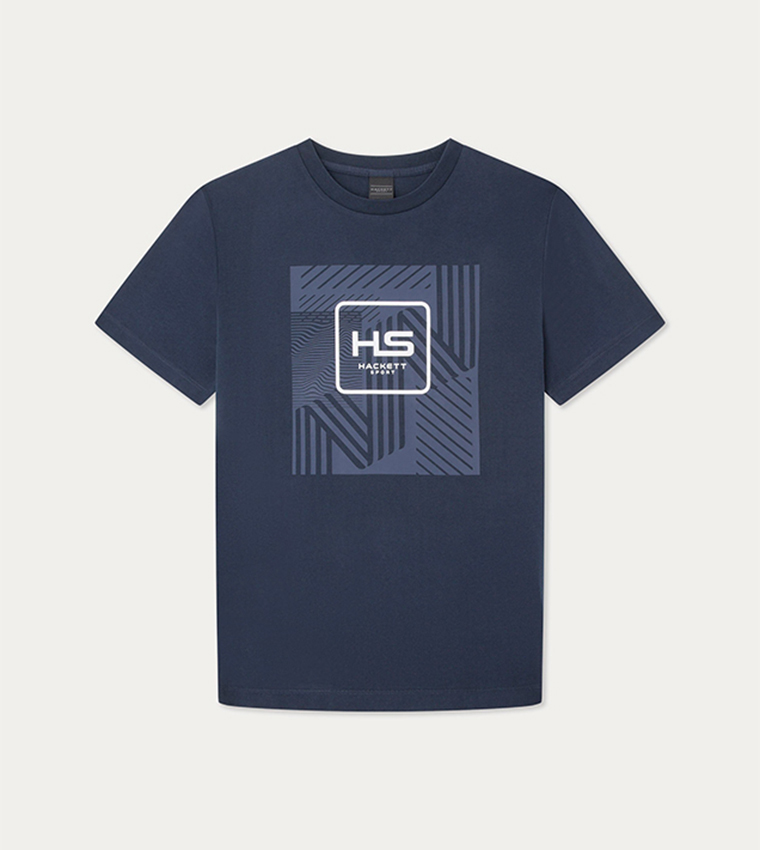 Buy Hackett Logo Printed Crew Neck T Shirt In Navy | 6thStreet UAE