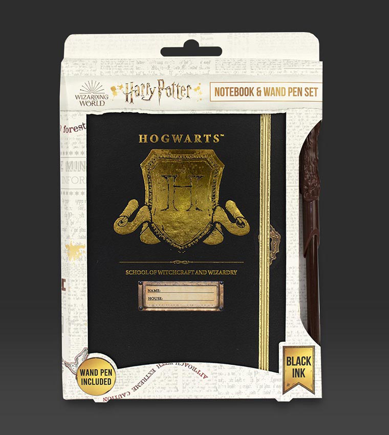 Buy Harry Potter Harry Potter Notebook & Wand Pen Set Hogwarts Shield ...