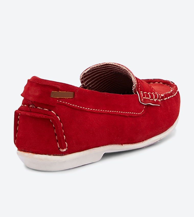Buy Hush Puppies Teddy Stitch Details Round Toe Loafers Red In Red ...