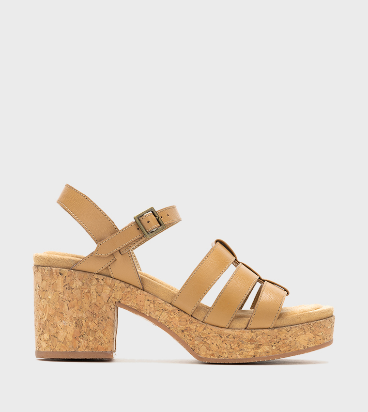Buy Hush Puppies POPPY Cork Heel Sandals In Beige | 6thStreet Qatar