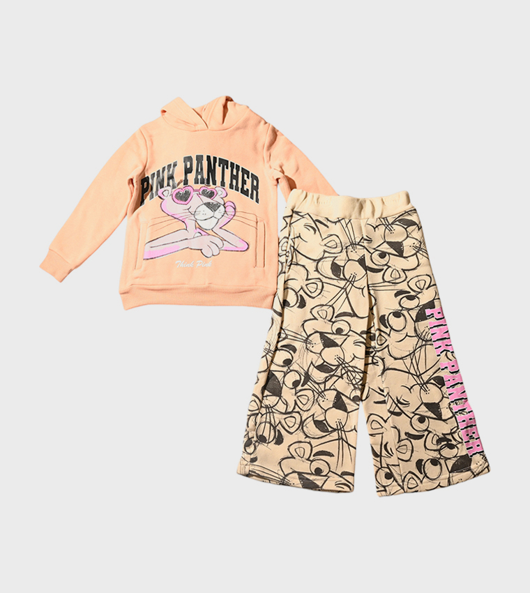 Buy Pink Panther Pink Panther Printed Hooded Clothing Set In Peach ...