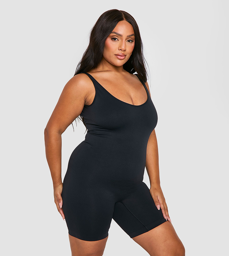 Buy Boohoo Curve Shaping Control Short Unitard In Black | 6thStreet UAE