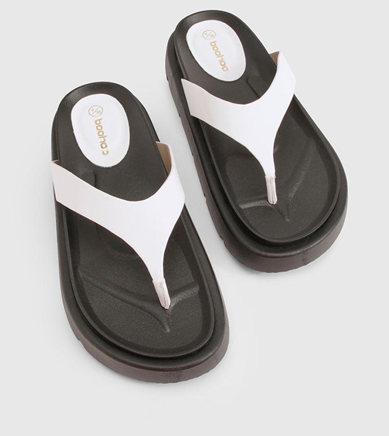 Buy Boohoo Toe Post Comfort Sandals In White | 6thStreet UAE