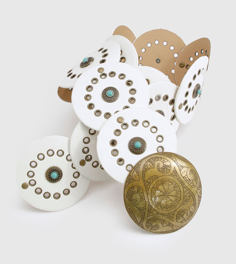 Buy Boohoo Western Gem Detail Disc Belt In White | 6thStreet UAE