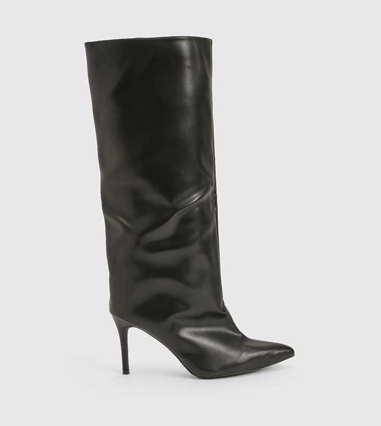 Buy Boohoo Wide Fit Extreme Wide Column Stiletto Knee High Boots In ...