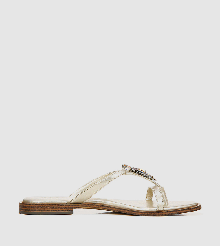 Buy Naturalizer FELICITY Embellished Flat Sandals In Gold | 6thStreet UAE