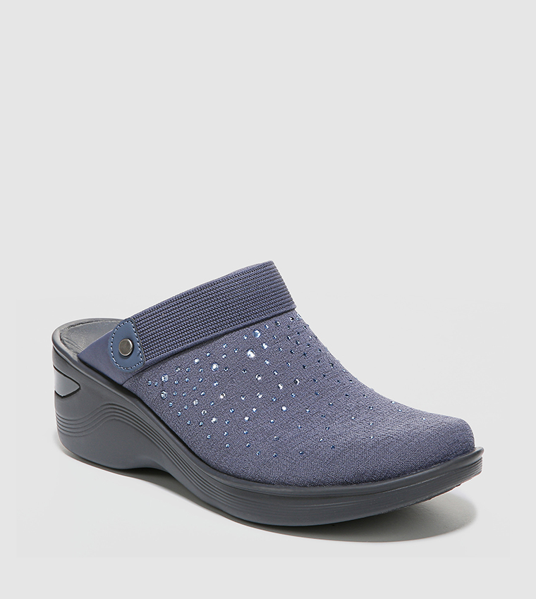 Buy Bzees NADASHINGBRIGH Embellished Heeled Clogs In Blue | 6thStreet UAE